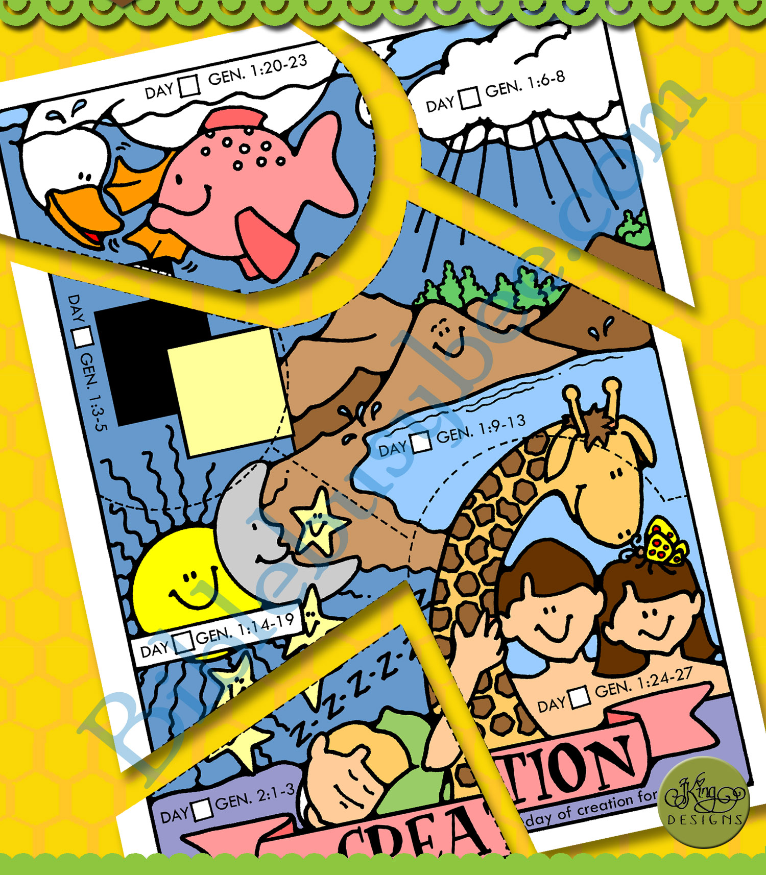 CREATION: Days 1-7 Creation puzzle - biblebusybee.com