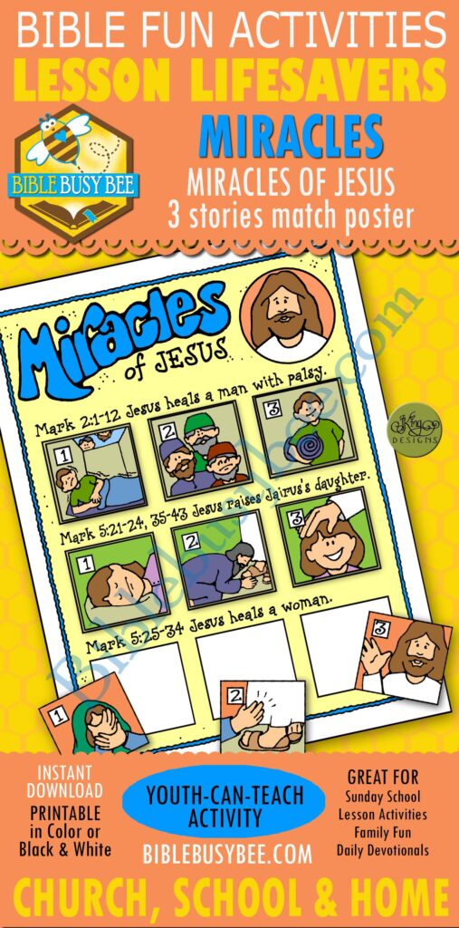 MIRACLES: Miracles of Jesus three picture-match poster - biblebusybee.com