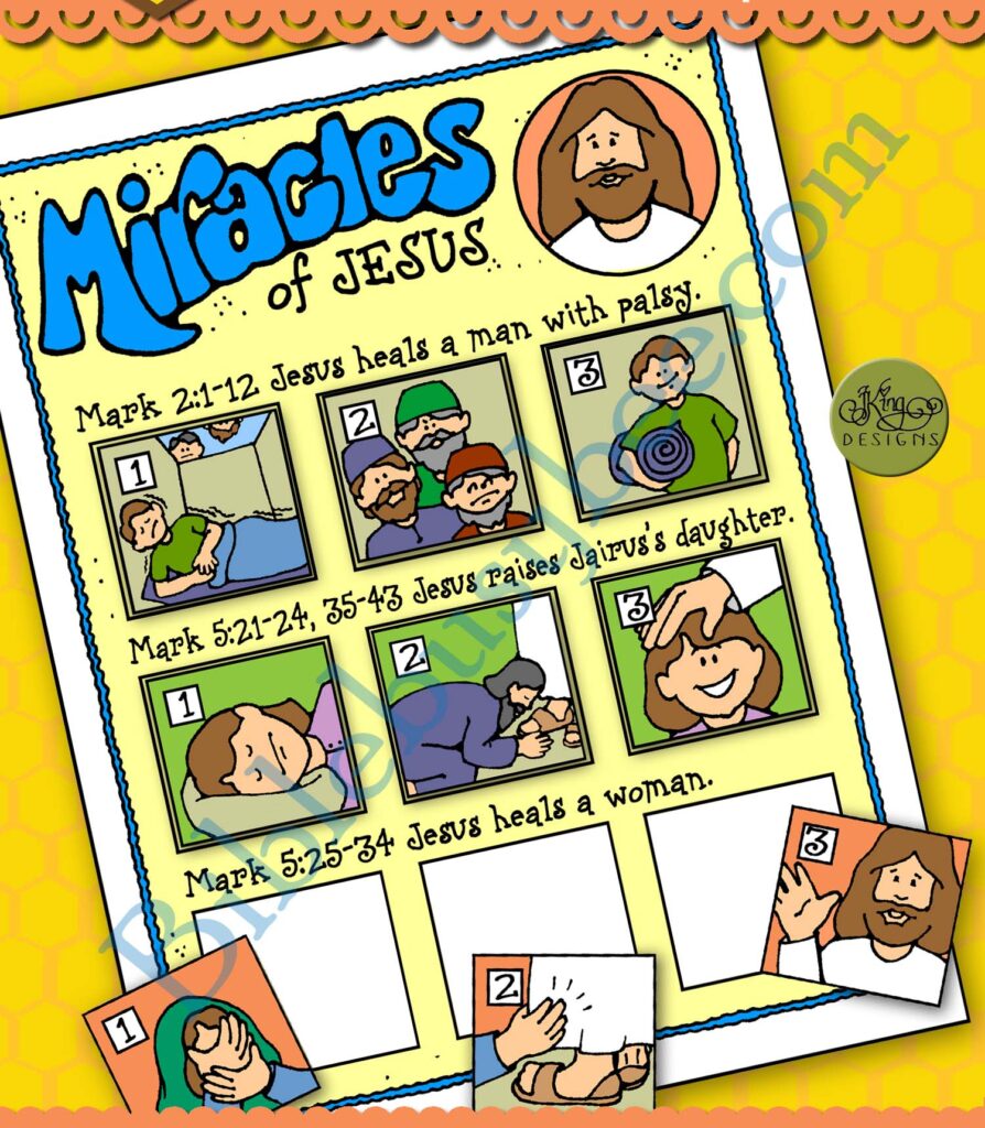 MIRACLES: Miracles of Jesus three picture-match poster - biblebusybee.com