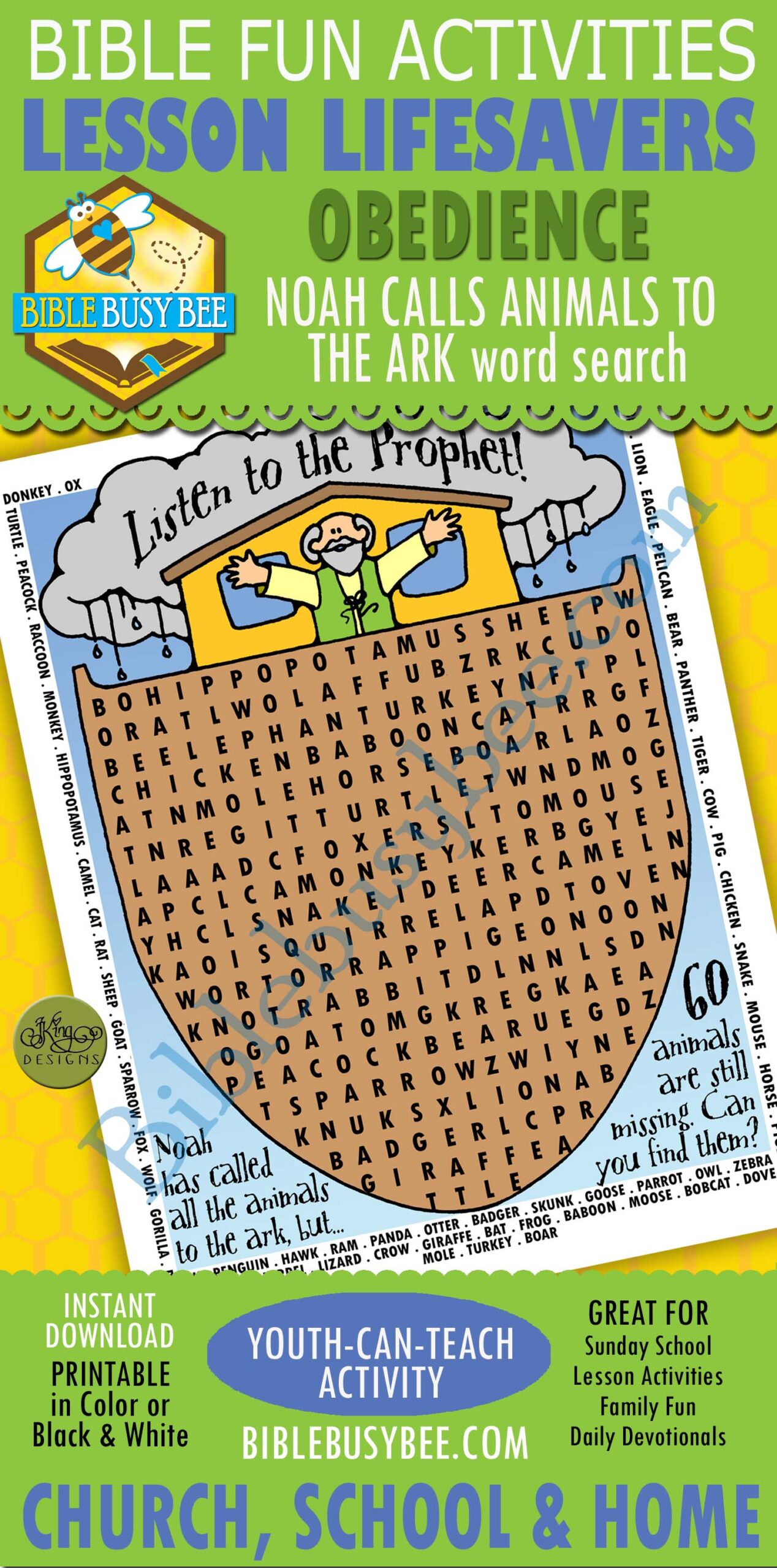 OBEDIENCE Lesson Lifesaver Activity: Noah Obeys God (Noah and the Ark ...